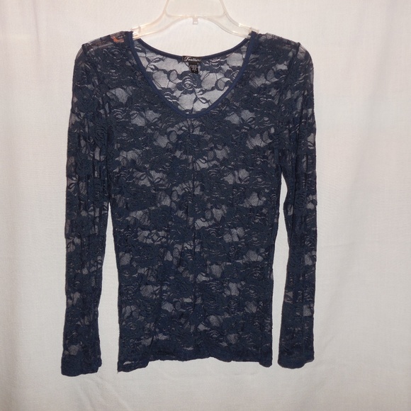 feathers | Tops | Feathers Sheer Blue Lace Top Beautiful | Poshmark